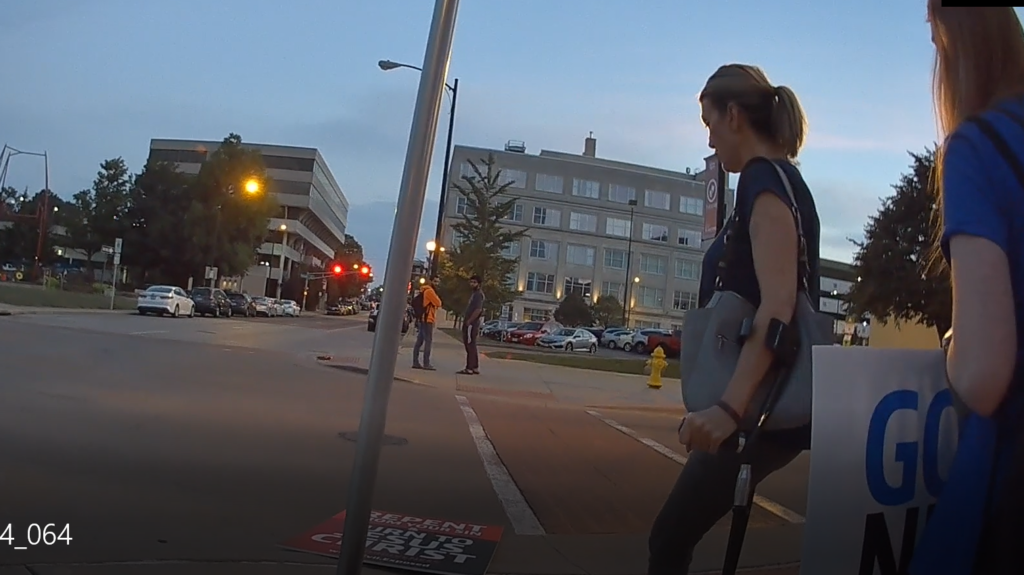 One Legged Woman Knocks Over Witnessing Sign - Seek & Save the Lost